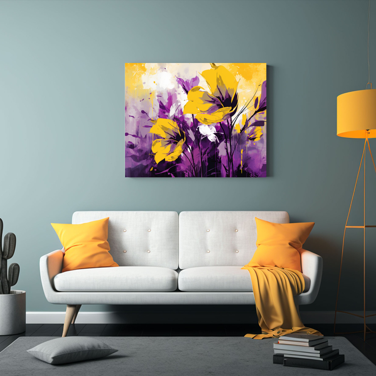 Cuadro Decorativo Luminoso De Calidad En Morado Y Amarillo - DecoCuadros