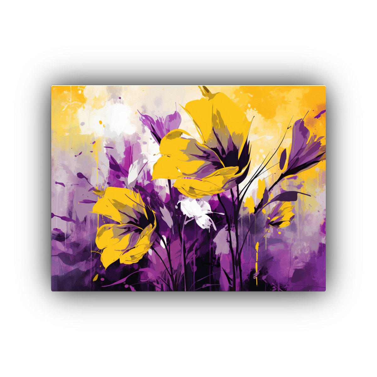 Cuadro Decorativo Luminoso De Calidad En Morado Y Amarillo - DecoCuadros