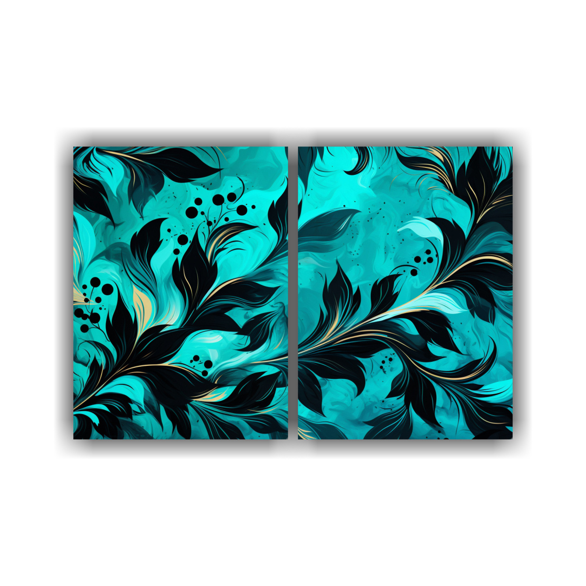 Cuadros Tela Lienzo Turquesa Y Negro - Estilo Neonoir - Decocuadros