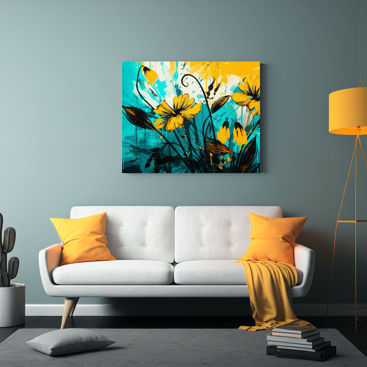 Cuadro Decorativo Amarillo Y Turquesa - Compra Online En DecoCuadros