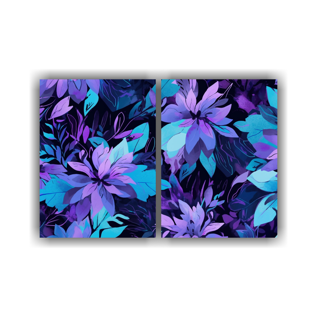 Cuadros Decorativos Morado Y Turquesa - Set 2 Composiciones Abstracción ...