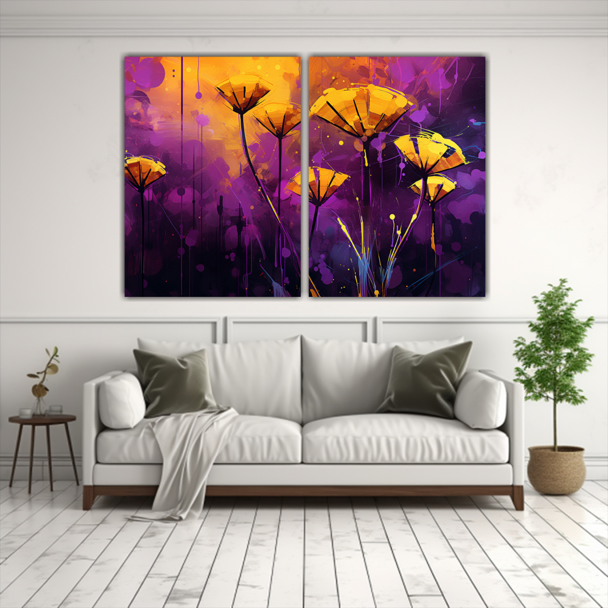 Cuadro Decorativo Con Hierbas De Limoncillo En Colores Amarillo Y ...