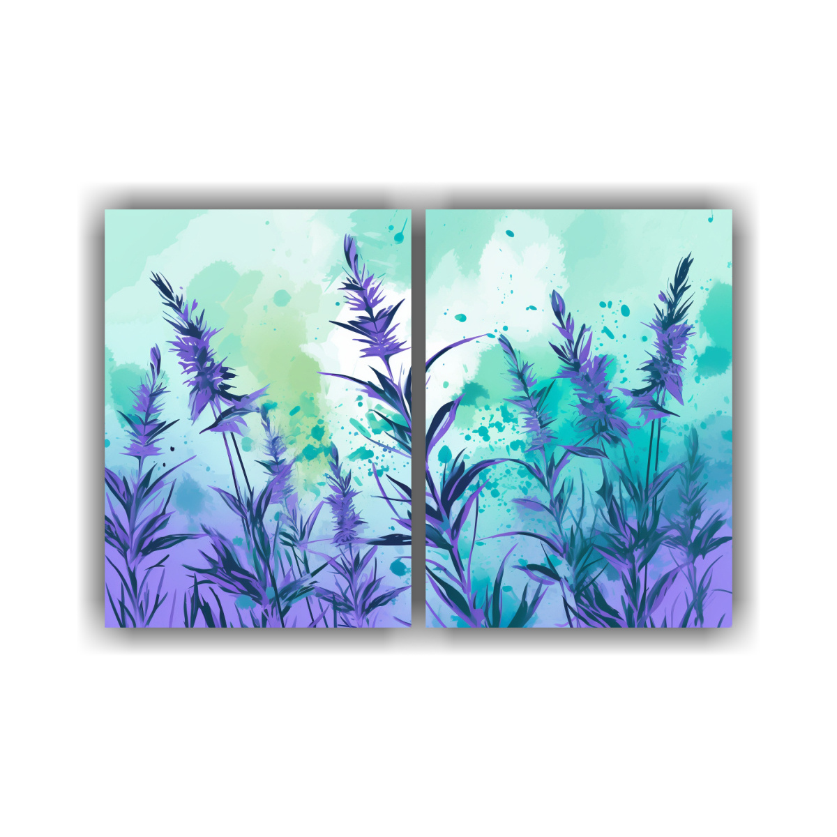 Cuadros Decorativos Juveniles En Tonos Lavanda Y Hierbas En Verde Y ...
