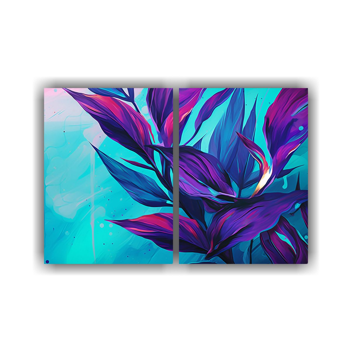 Cuadro Decorativo Heliconia En Morado Y Turquesa - ¡Decora Con Personalidad! - Decocuadros