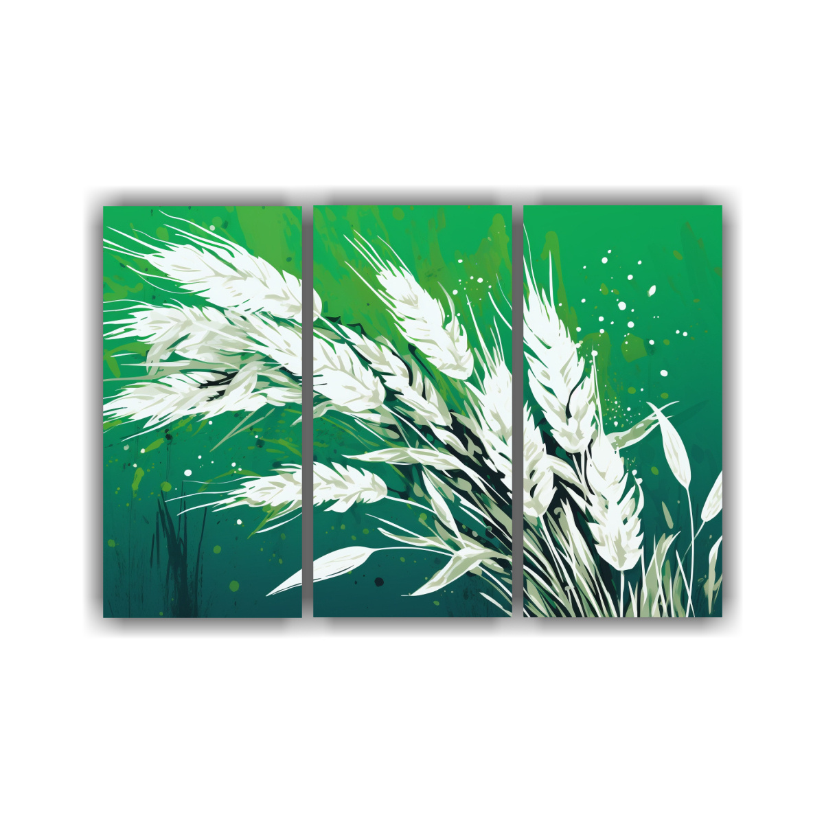 Cuadro Moderno: Trigo Verde Y Blanco En Atmosfera Neonoir - DecoCuadros