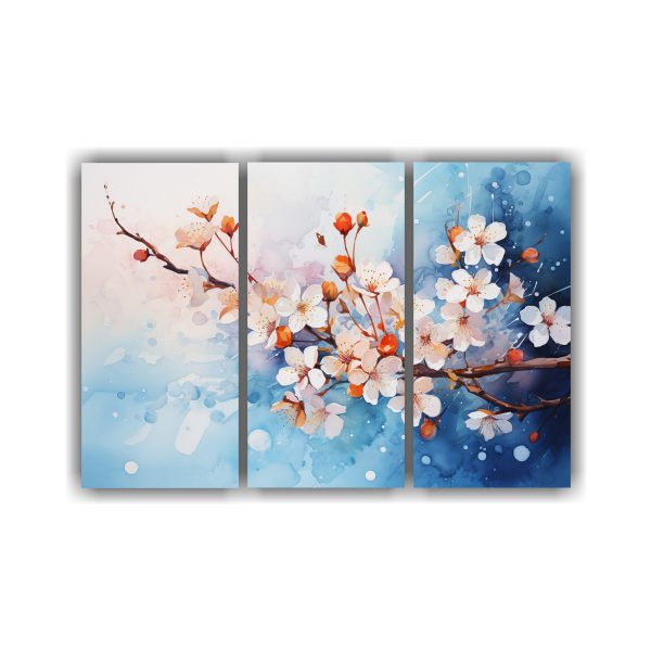 Tríptico Abstracto Líneas Finas Naranja Y Azul - Cuadros Decorativos - Decocuadros