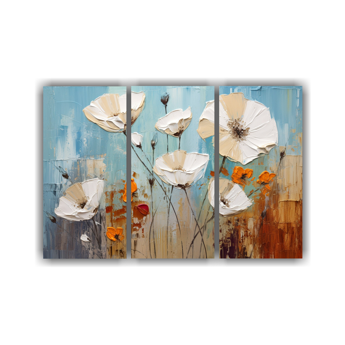 Tríptico Floral Detalles Intrincados En Tonos Apagados - DecoCuadros
