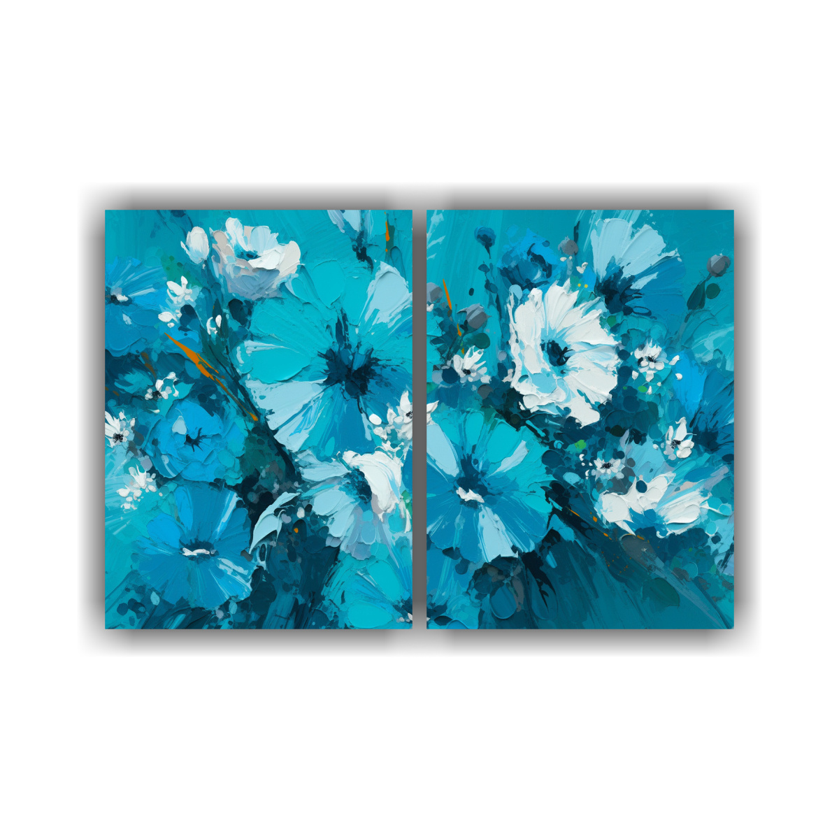 Venta Cuadros Comedor Flores Cyan En Lienzo Estilo Cyan Colors - Decocuadros