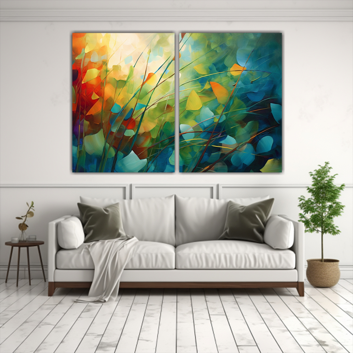 Cuadro Abstracto Primaveral Con Finas Líneas Dinámicas - DecoCuadros