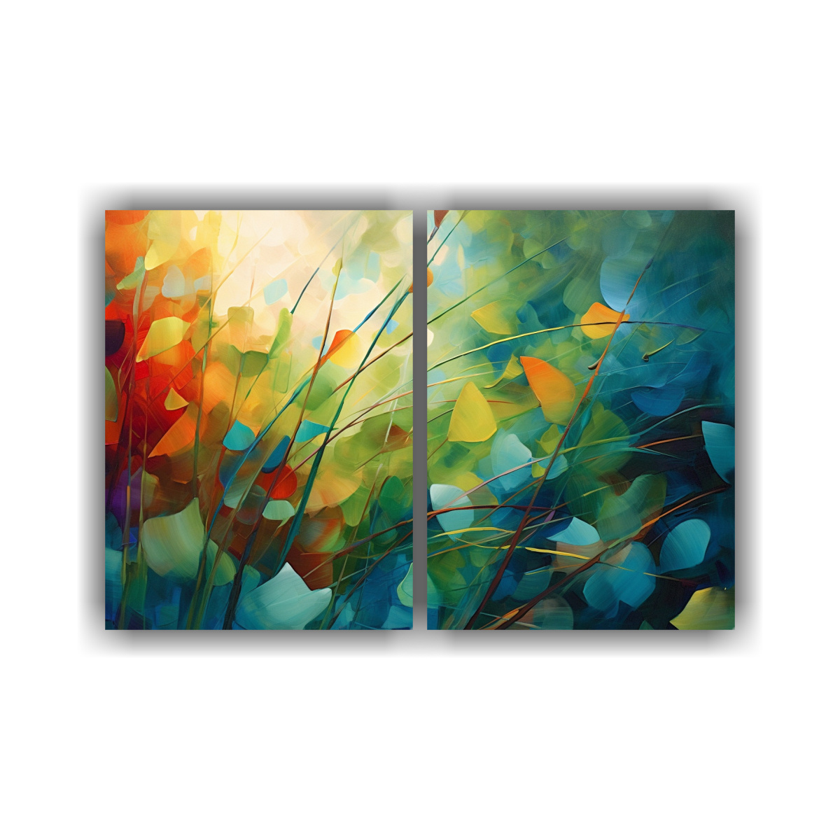 Cuadro Abstracto Primaveral Con Finas Líneas Dinámicas - DecoCuadros