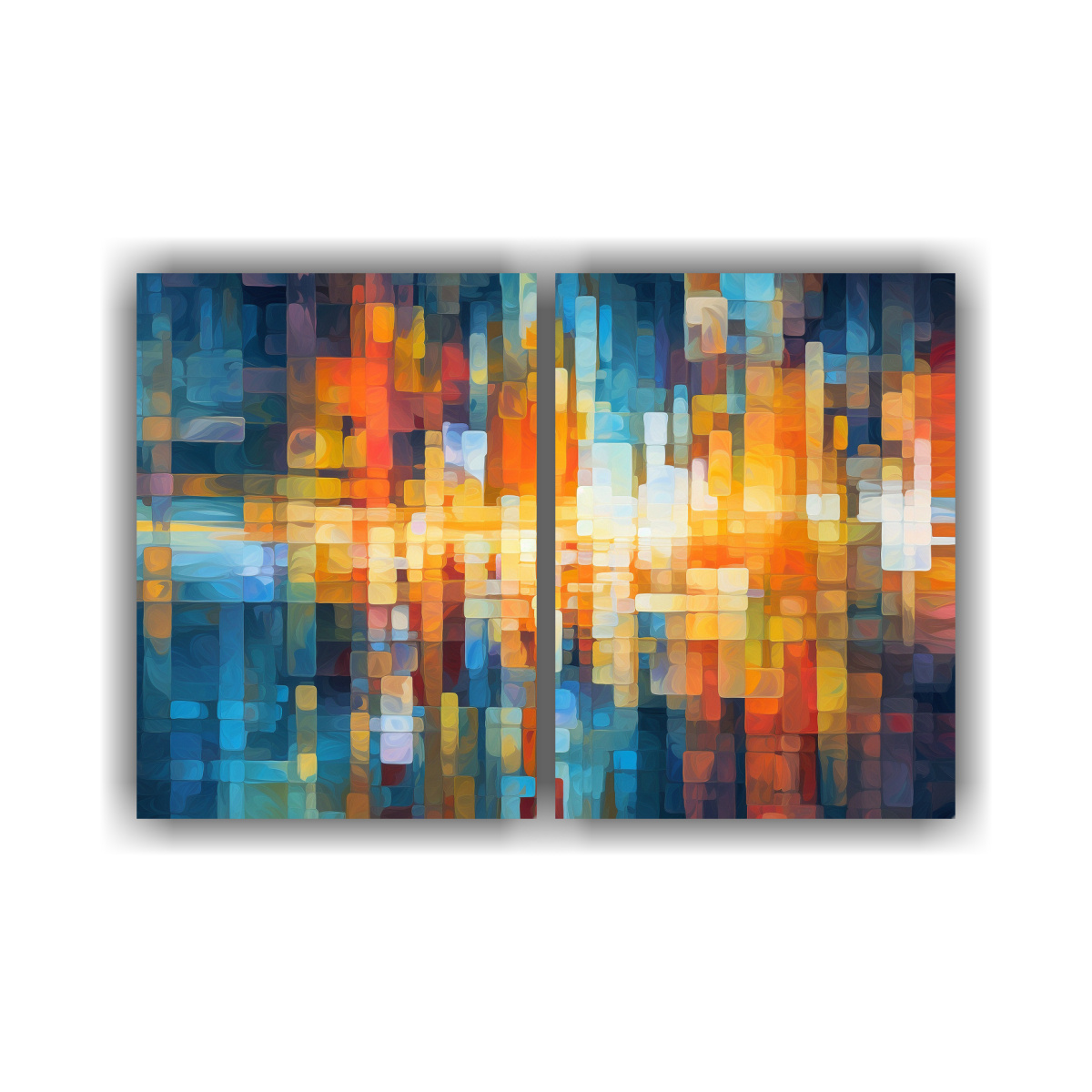 Cuadro Abstracto Azul Y Naranja - DecoCuadros