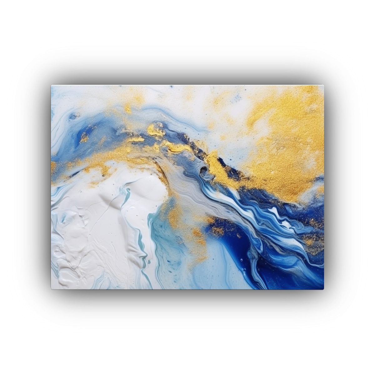 Cuadro Abstracto En Mármol Azul Y Dorado Para Decoración Elegante - Decocuadros