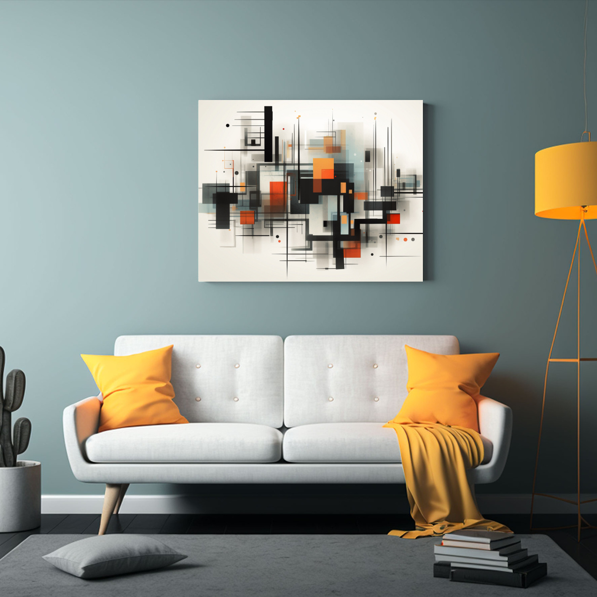 Cuadro Abstracto Geométrico Con Formas Grandes Rectangulares - DecoCuadros