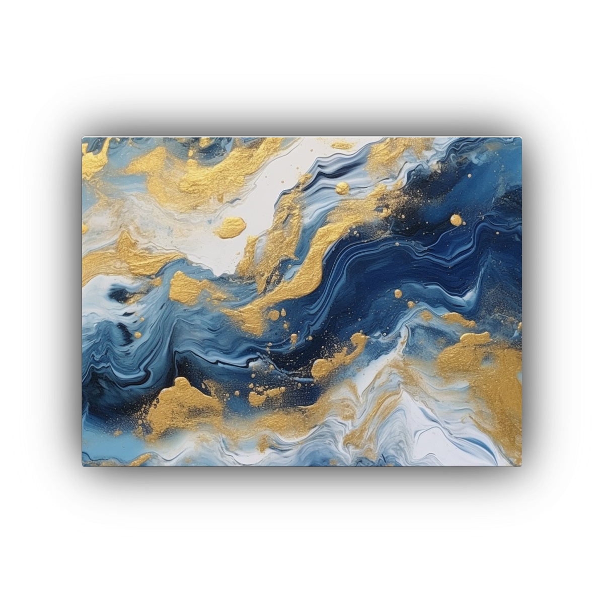 Cuadro Abstracto Luminoso Azul Y Dorado Para Decoración De Pared - Decocuadros