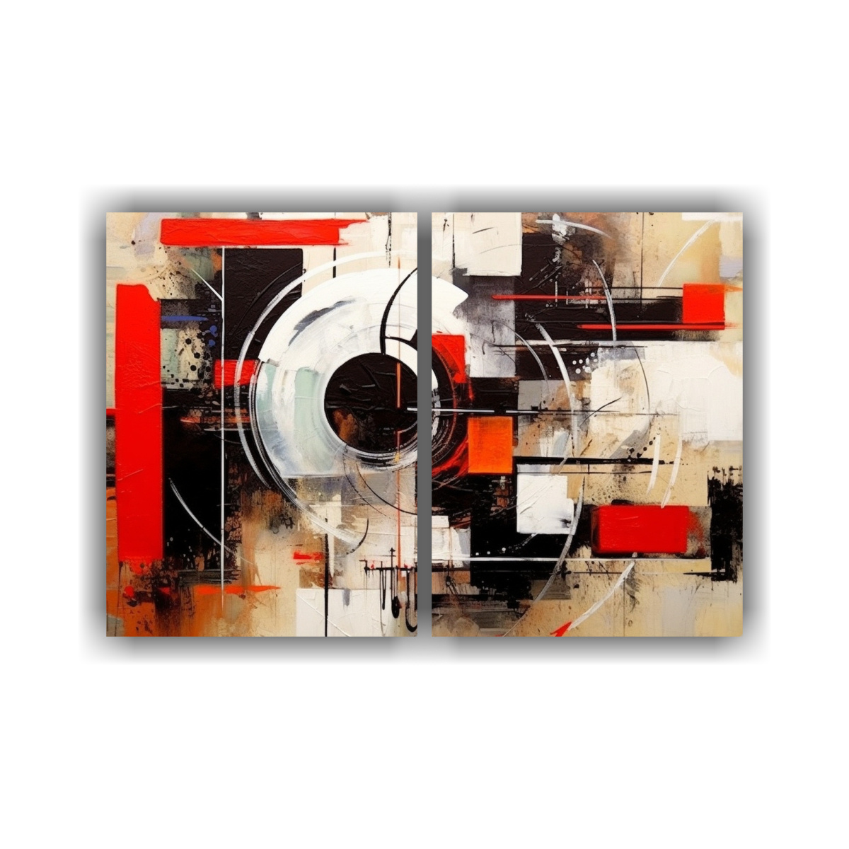 Cuadro Abstracto Moderno En Lienzo Negro, Rojo Y Blanco - DecoCuadros