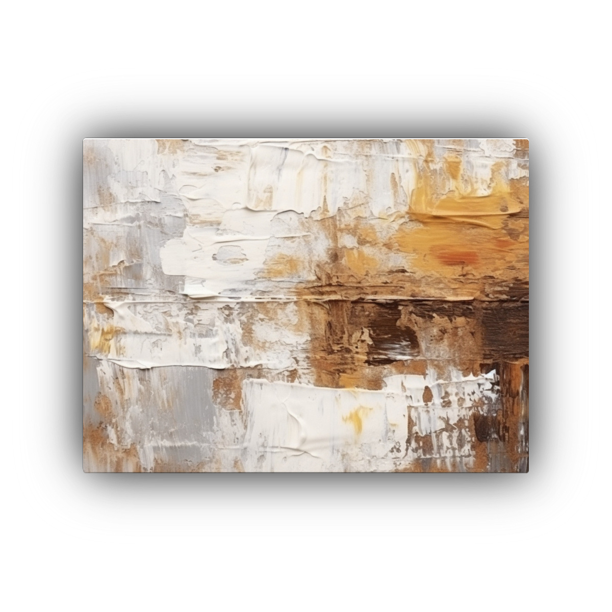 Cuadro Abstracto Rústico Blanco Y Dorado - DecoCuadros