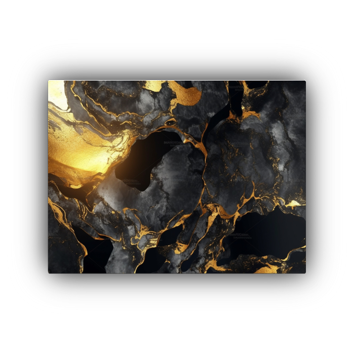 Cuadro Expresion Enigmatica En Mármol Negro Y Dorado - DecoCuadros