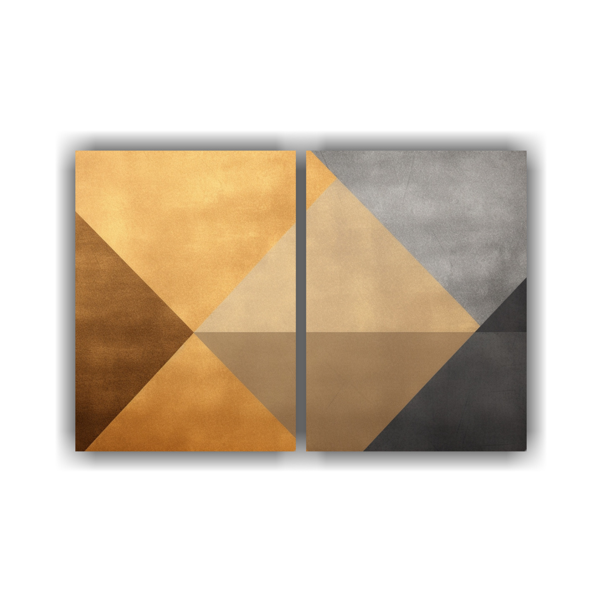 Cuadro Decorativo Geométrico Beige Y Dorado - Set 2 Canvas Naturaleza ...