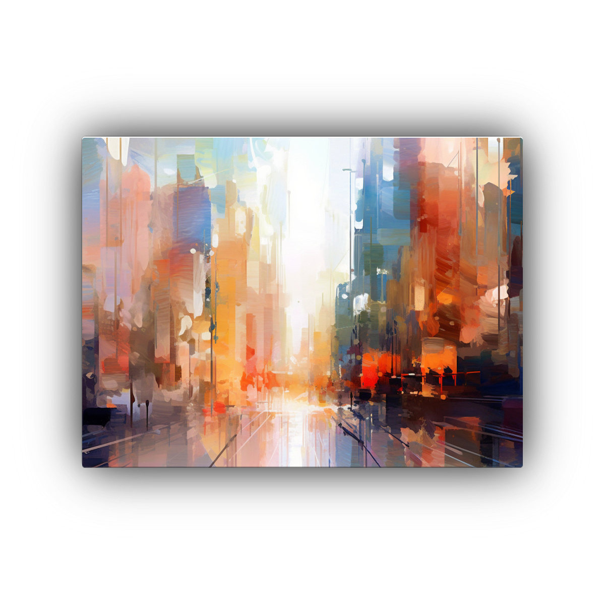 Cuadro Lienzo Forma Comedor Urbano Colores Vibrantes Sin Gente ...