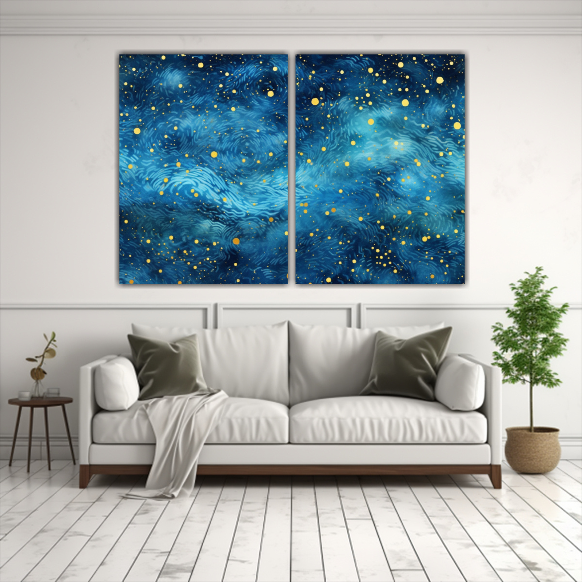 Cuadro Tela Estelar Azul - Set 2 Lienzos Tonos Obra Maestra - Decocuadros