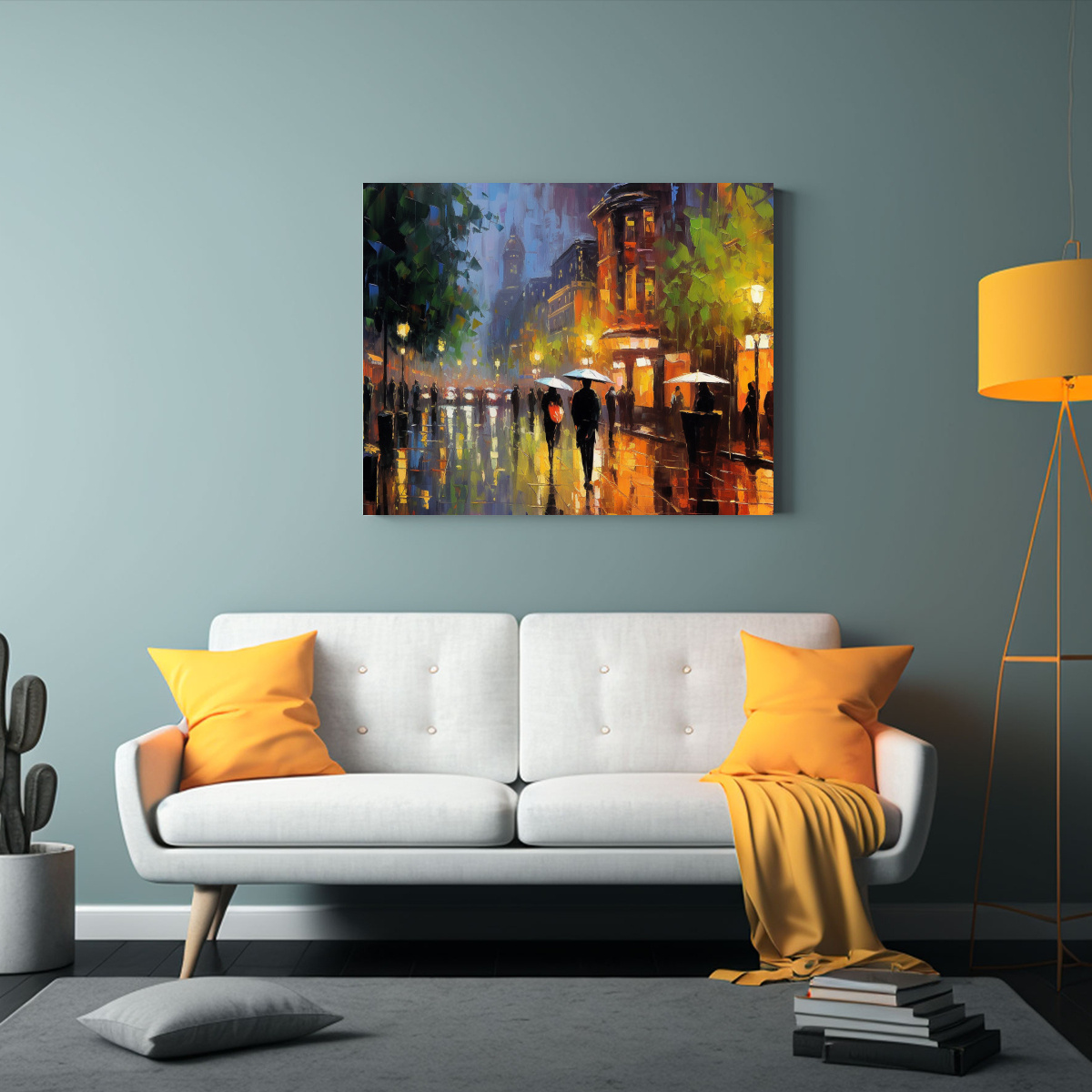 Cuadro Temático: Noche Lluviosa Con Mucha Luz - DecoCuadros