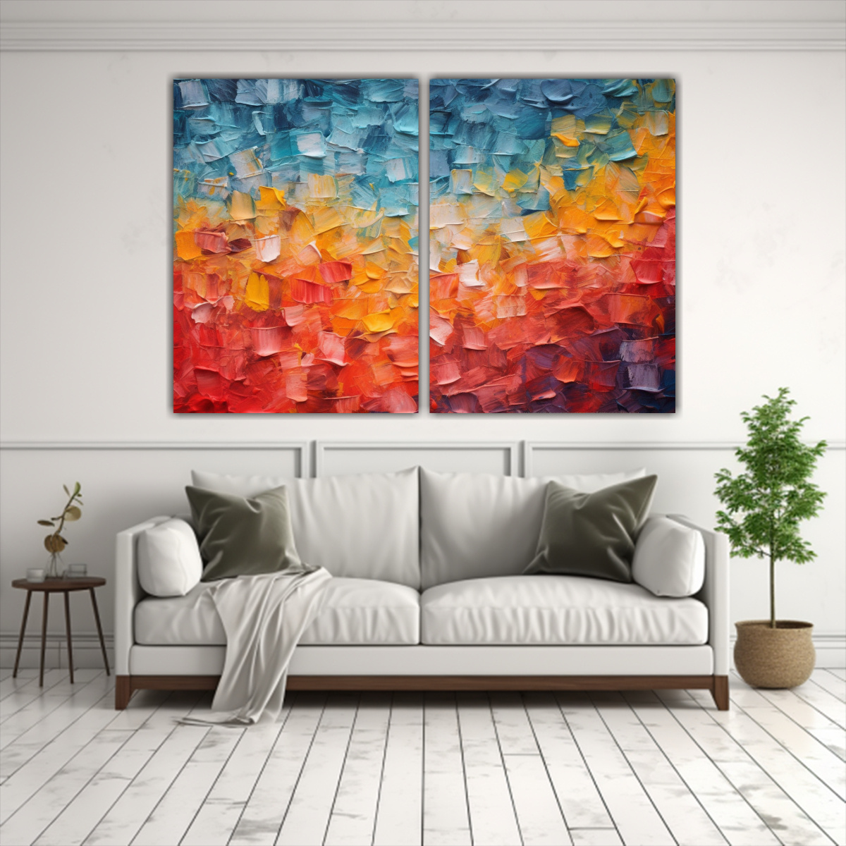 Cuadros En Bastidor Decorativos Con Texturas Y Figuras Coloridas - Set 2 Telas En Bastidor ...