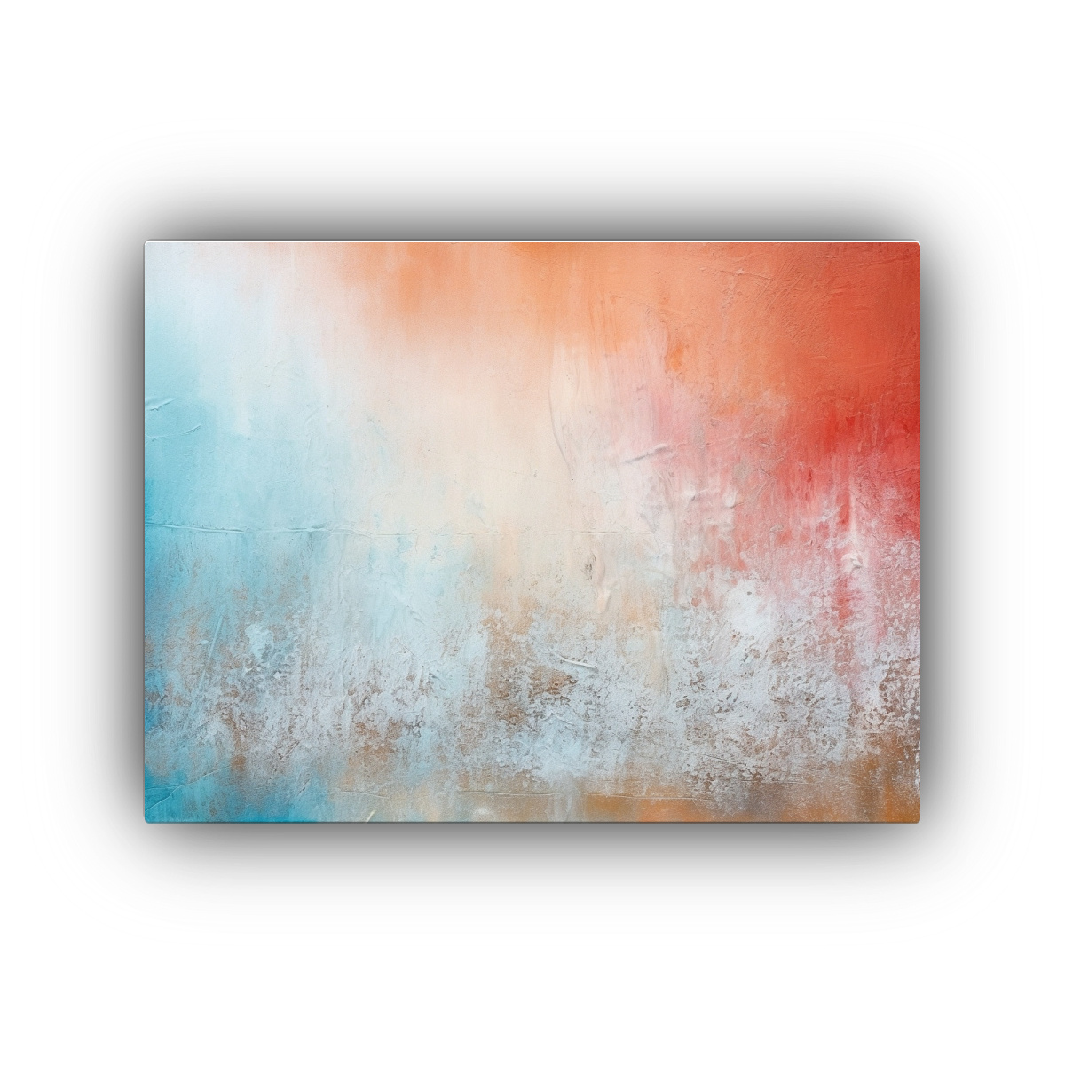 Cuadro Abstracto Azul Y Naranja En Bastidor: Alta Resolución - Decocuadros