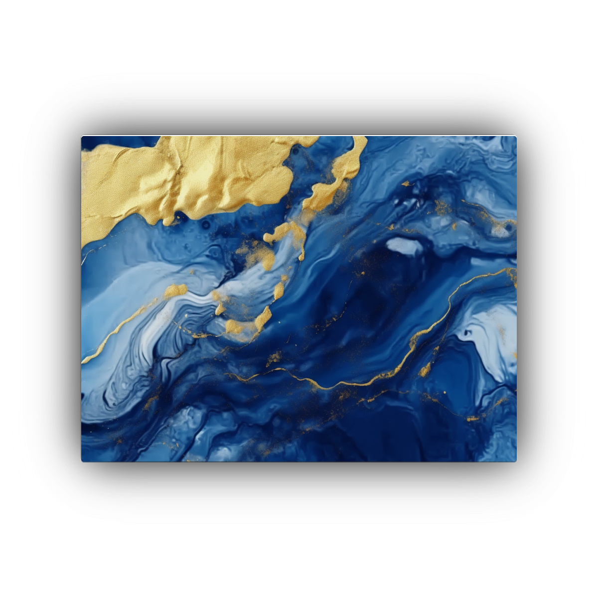 Cuadro Decorativo Abstracto De Lujo En Tonos De Azul Y Oro - Decocuadros