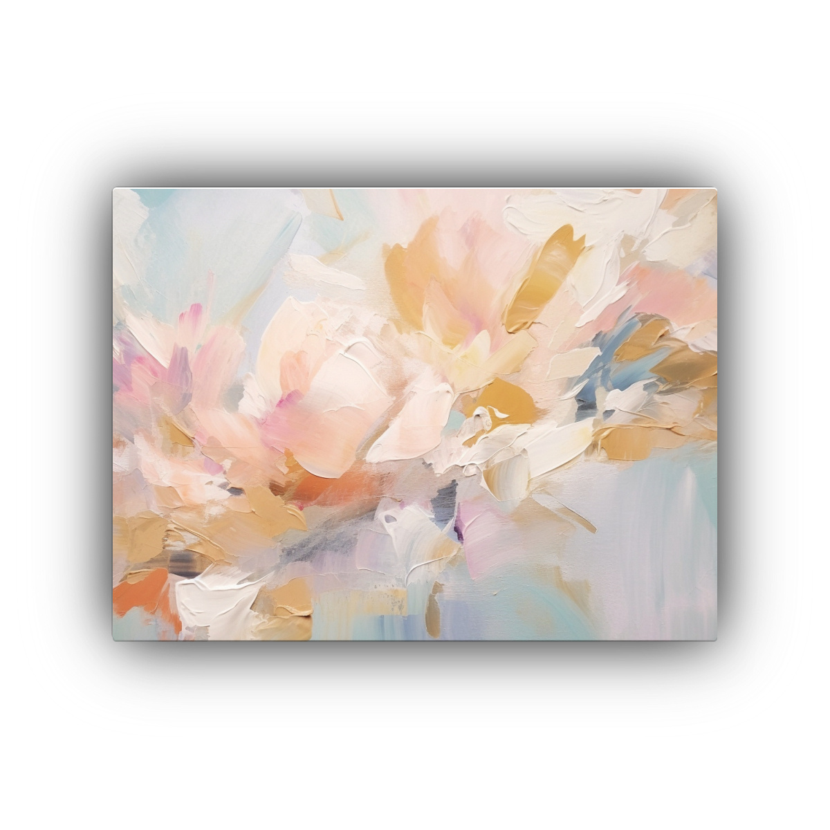 Cuadro Decorativo Abstracto De Flores En Tonos Suaves - DecoCuadros