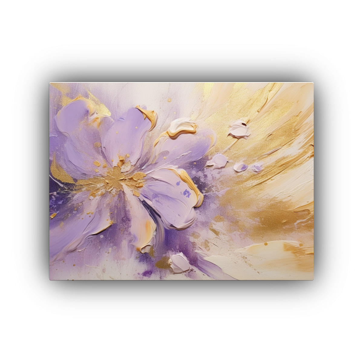 Cuadro Decorativo Estilo Estilo óleo Abstracto Dorado Lavanda Con Finas Líneas - Decocuadros