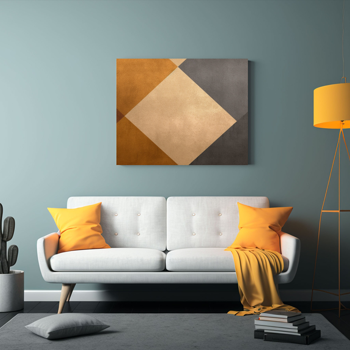 Cuadro Geométrico En Oro Y Beige - DecoCuadros