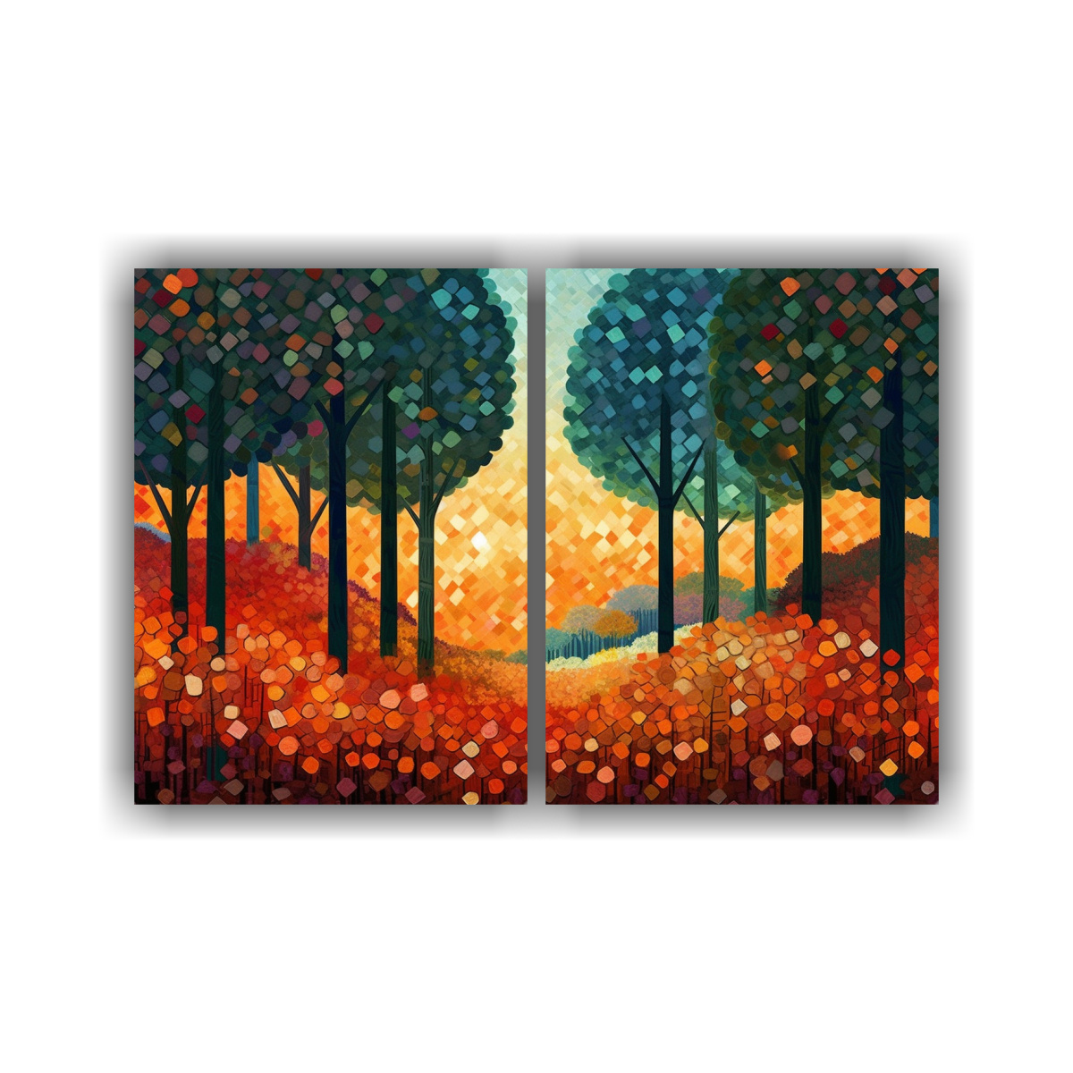 Cuadro Decorativo De Árboles De Otoño En El Bosque - Compra Online - Decocuadros