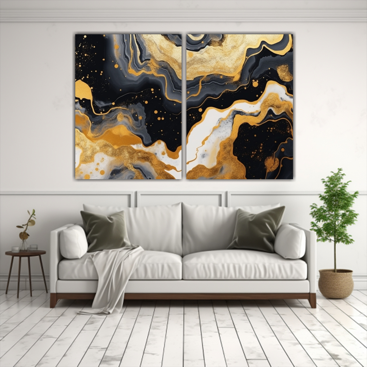 Cuadros Decorativos Abstractos De Mármol Con Destellos Dorados - Decocuadros