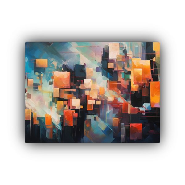 Cuadro Decorativo Coral Y Azul Marino Con Textura - DecoCuadros