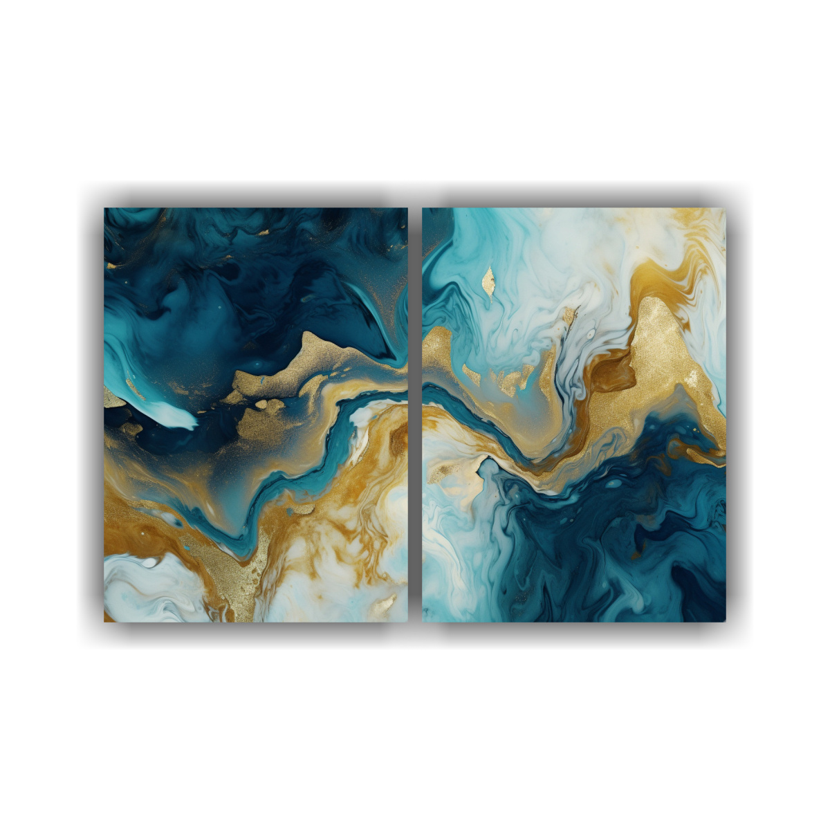 Cuadro Decorativo Abstracto Azul Y Dorado - DecoCuadros