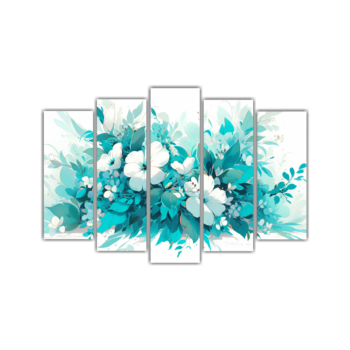 Set 5 Composiciones Moderno White And Turquoise | DecoCuadros