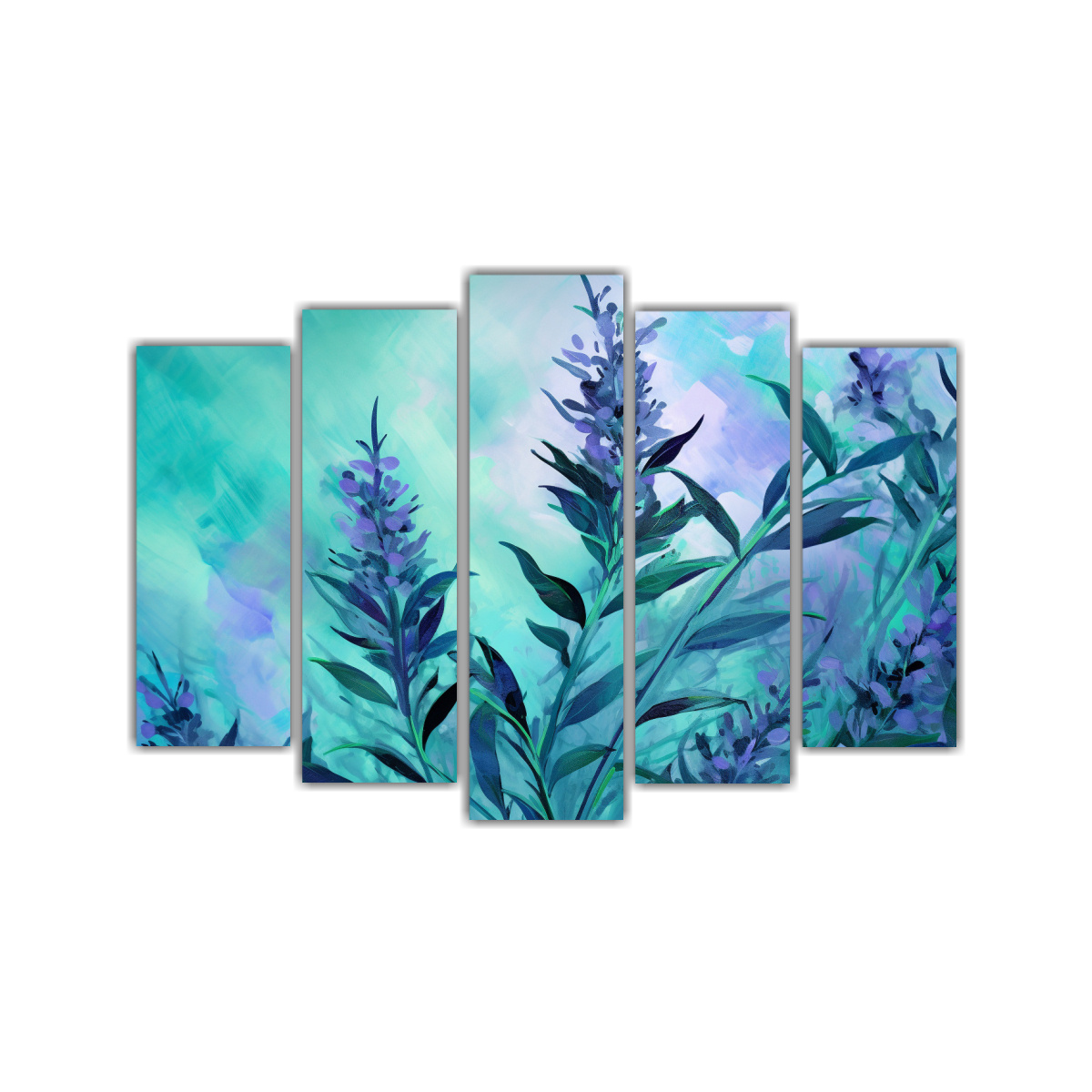 Cuadros Decorativos En Tonos Lavanda Con Hierbas En Verde Y Azul ...