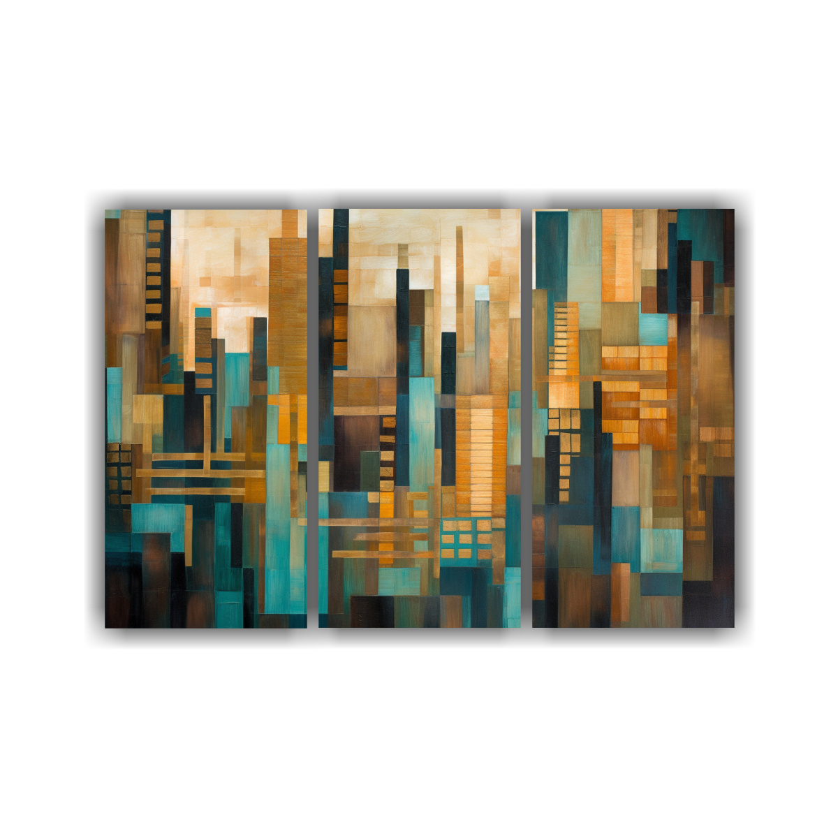 Conjunto 3 Cuadros Decorativos Abstractos Ciudad Contemporánea Por Drew ...