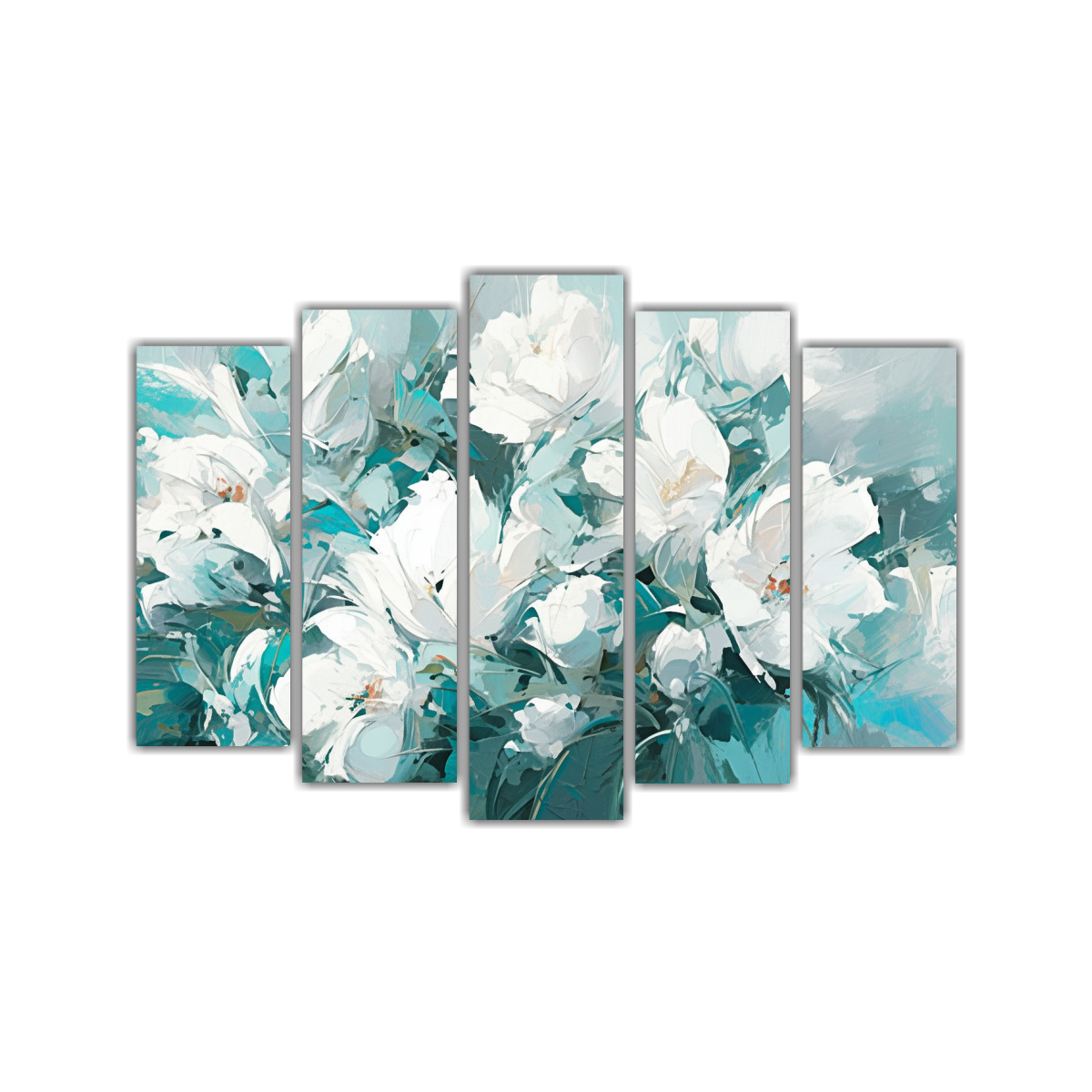 Conjunto 5 Cuadros Expresión Baño Blanco Y Turquesa - DecoCuadros