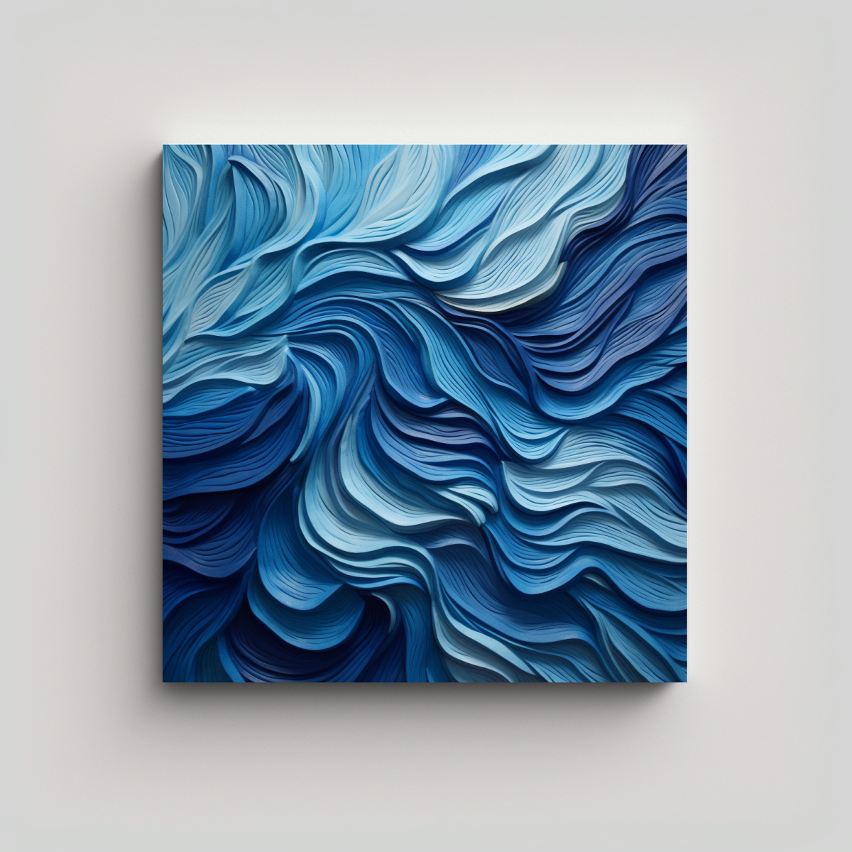 Cuadro Abstracto Azul Con Ondas Realistas - DecoCuadros