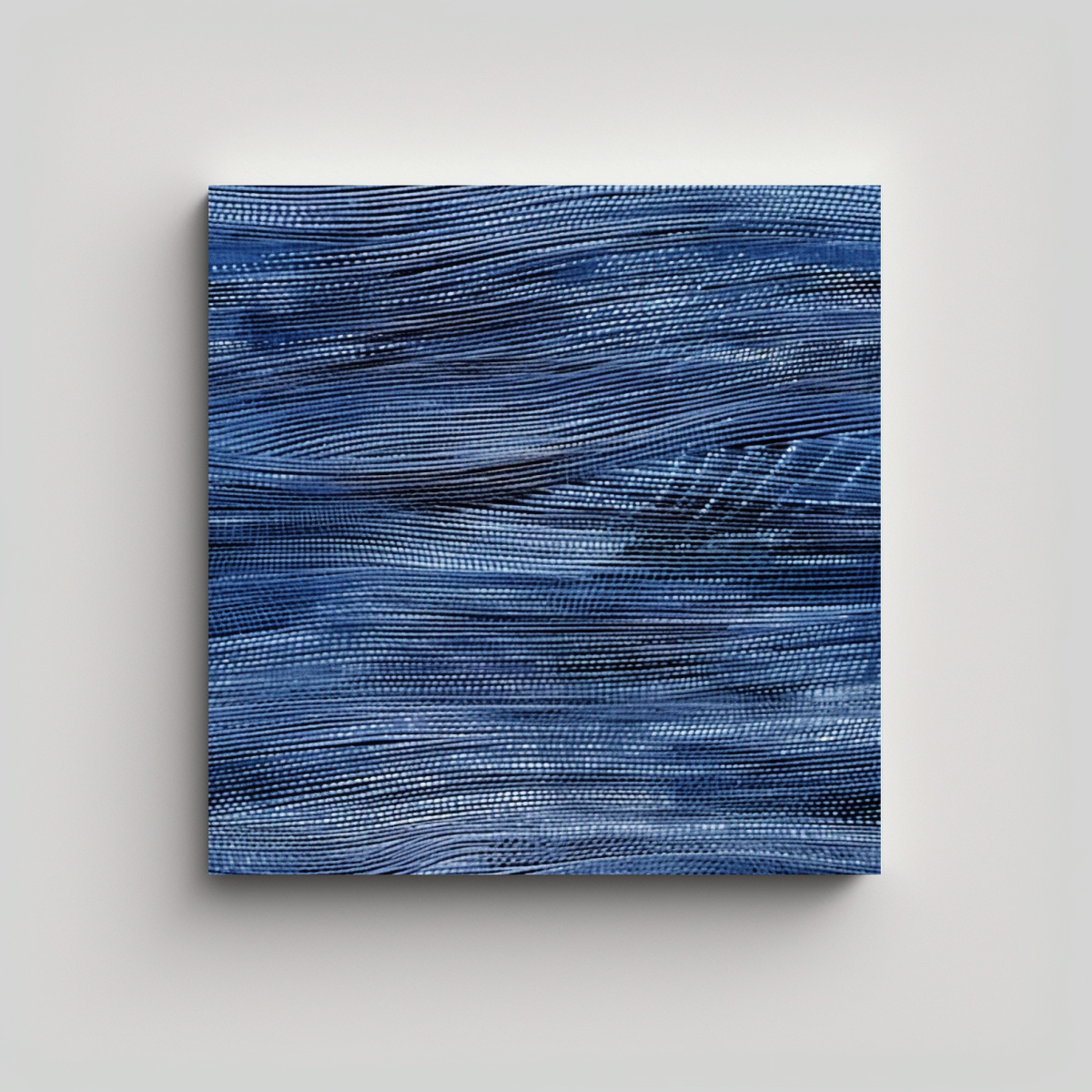 Cuadro Abstracto Azul Con Patrón Ondulado En Tela, Decoración De ...