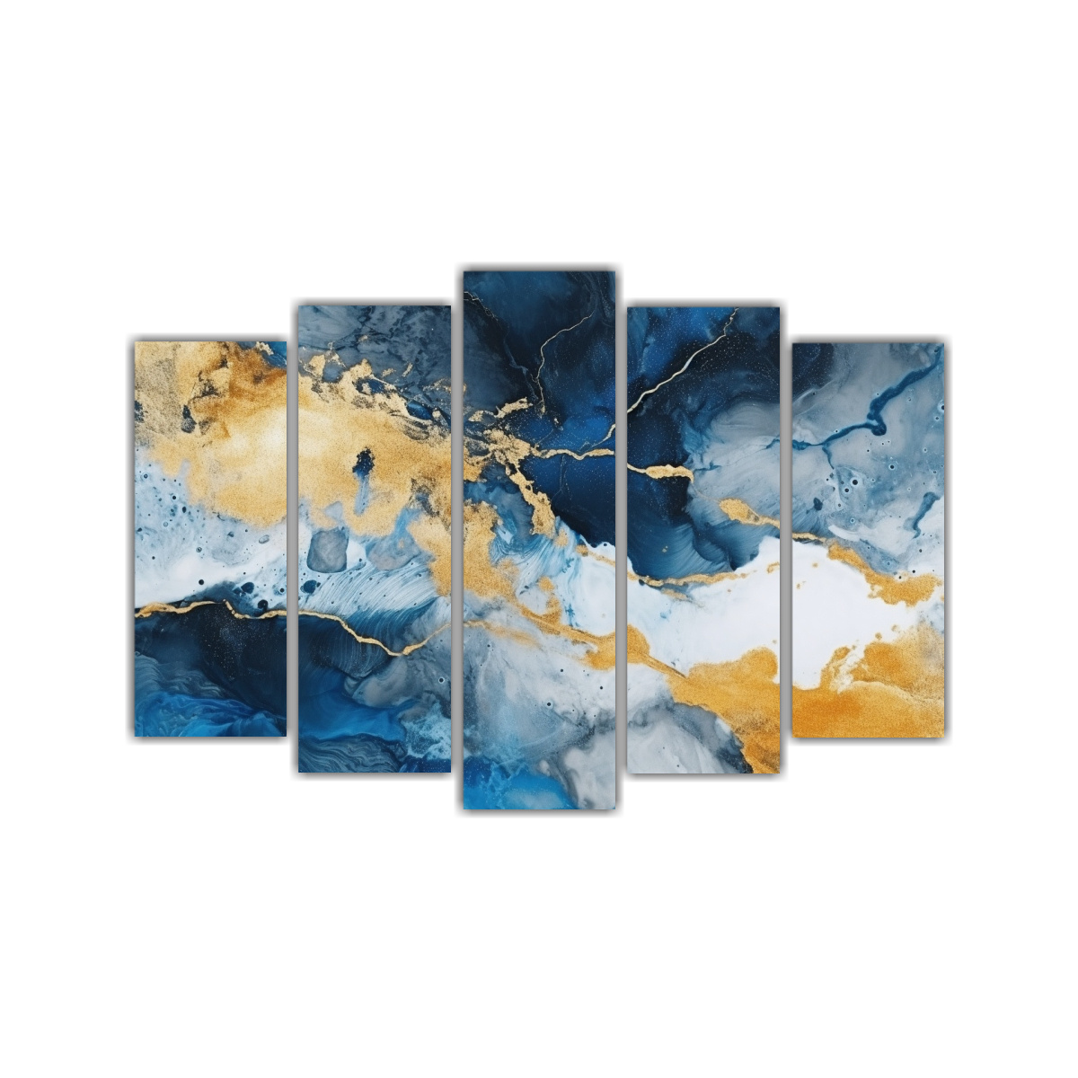 Cuadro Abstracto Azul Y Dorado Con Fondo Blanco - DecoCuadros