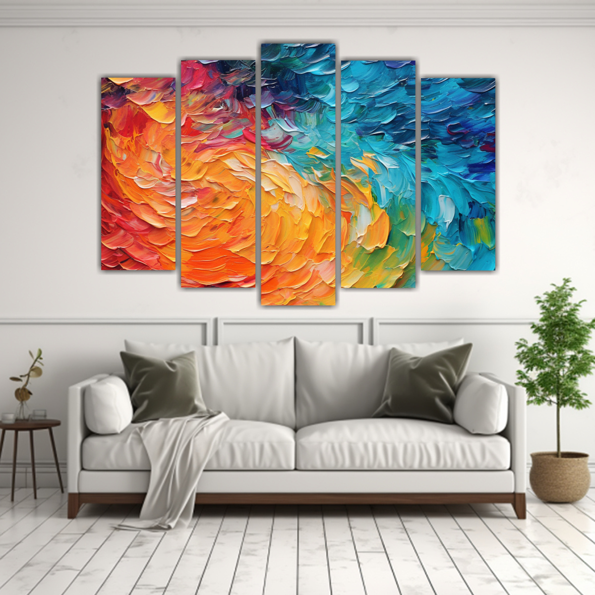 Cuadro Abstracto Colorido Con Textura En Paleta De Colores - DecoCuadros