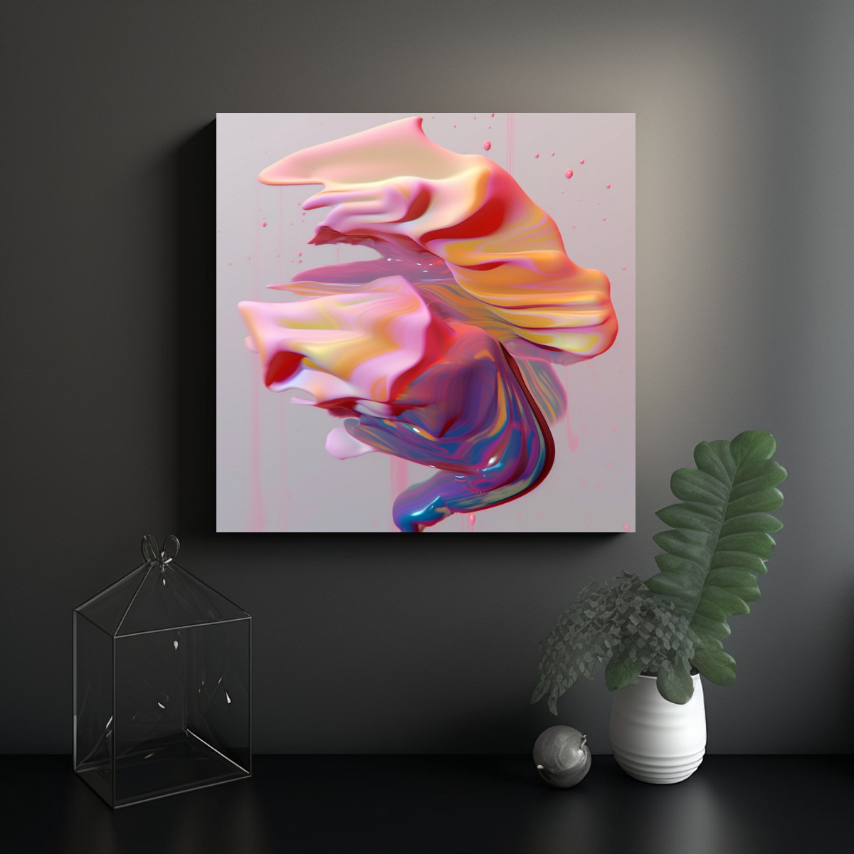 Cuadro Decorativo Abstracto Con Finas Líneas De Pintura En Tonos Cálidos - Decocuadros