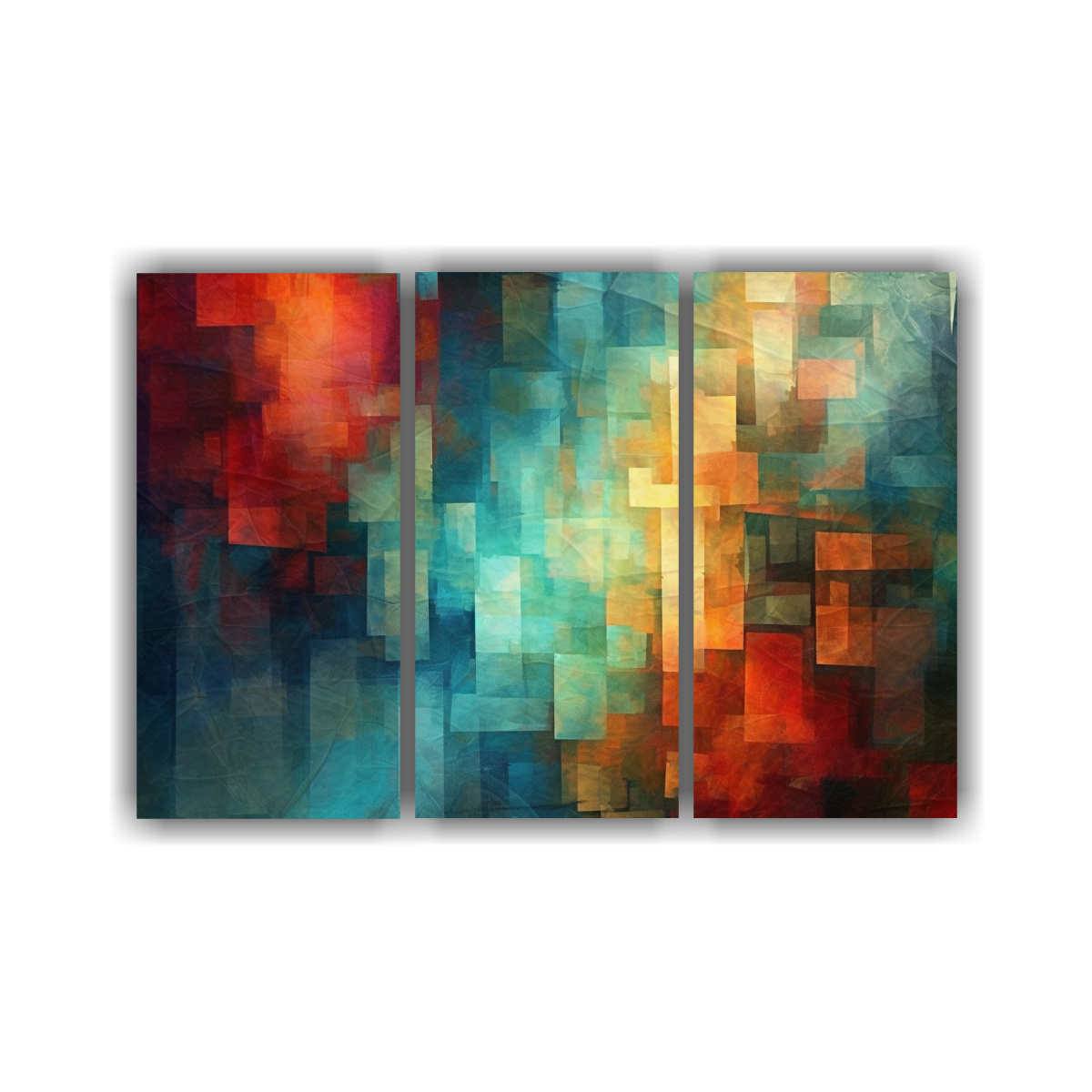 Cuadro Abstracto Con Textura De Capas Superpuestas En Turquesa, Coral Y ...