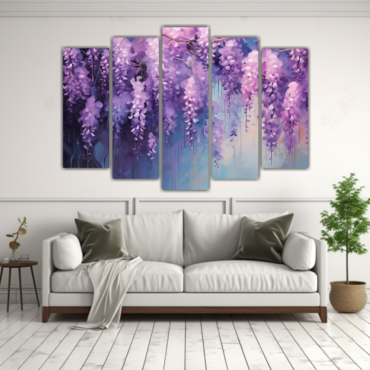 Cuadro Abstracto De Flores De Glicinias En Alto Detalle - DecoCuadros