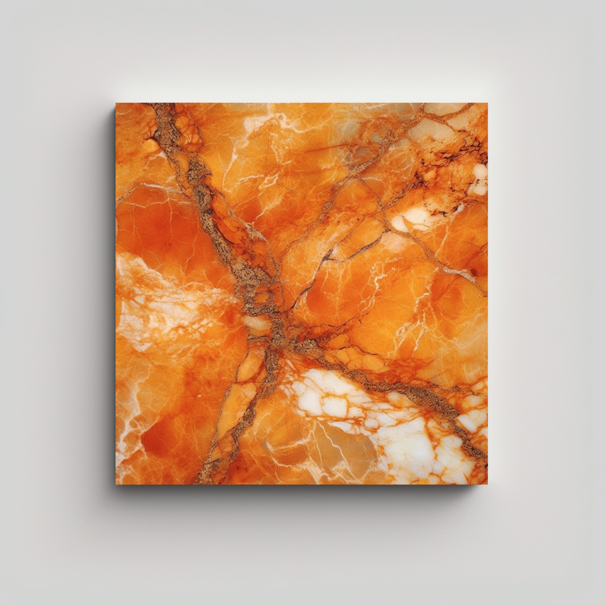Cuadro Abstracto Decorativo Textura Mármol Naranja Intensa - DecoCuadros
