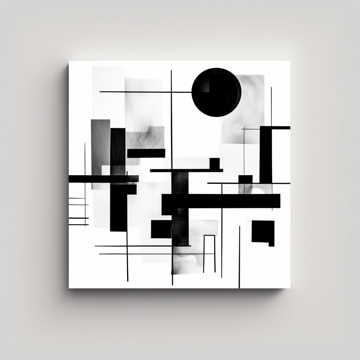 Cuadro Abstracto En Blanco Y Negro, Líneas Minimalistas Intensas ...