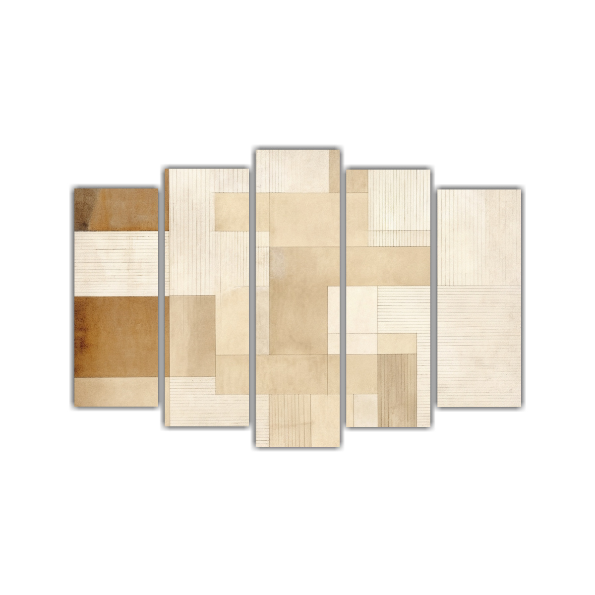 Cuadro Abstracto En Relieve Beige Estilo Lineal - DecoCuadros