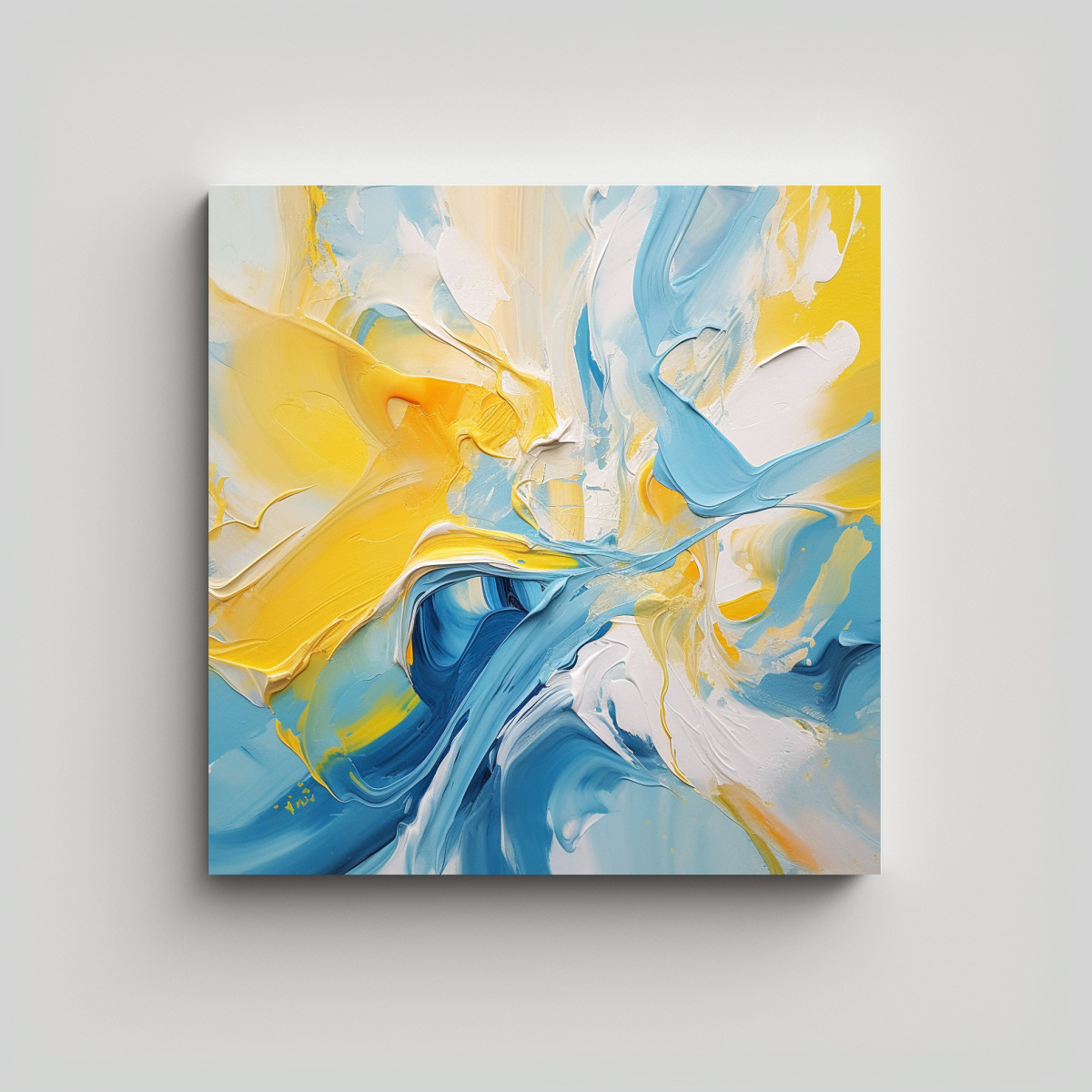 Cuadro Abstracto Personalidad En Tonos Azul Claro Y Amarillo - DecoCuadros